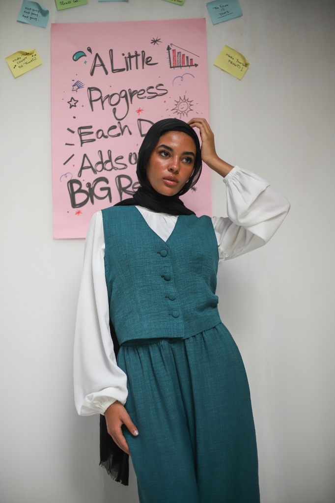 Teal Banker Vest | Fabric Tales